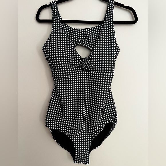 Albion | Swim | Albion Black Check Top Knot Onepiece | Poshmark